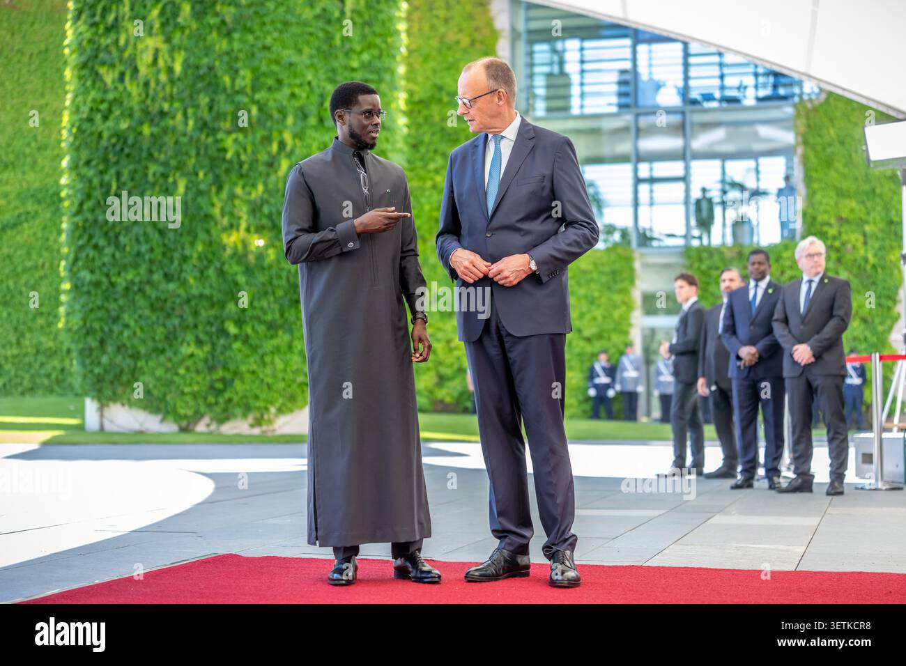 23 June 2026, Berlin: Chancellor Friedrich Merz (right, CDU) welcomes ...