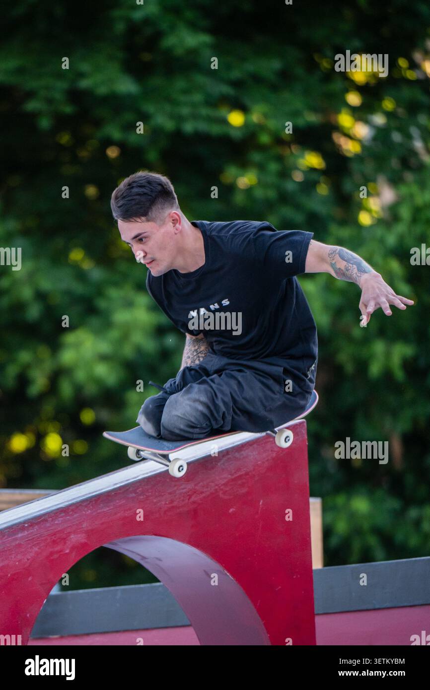 ROME, ITALY - JUNE 20, 2026: Adaptative skate demonstration by Felipe ...