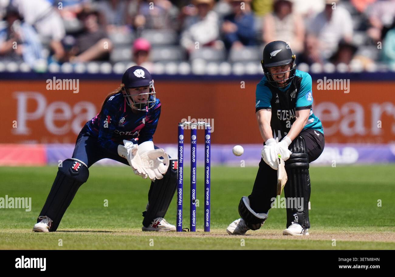 New Zealand's Maddy Green hits a boundary the Women's ICC T20 World Cup ...