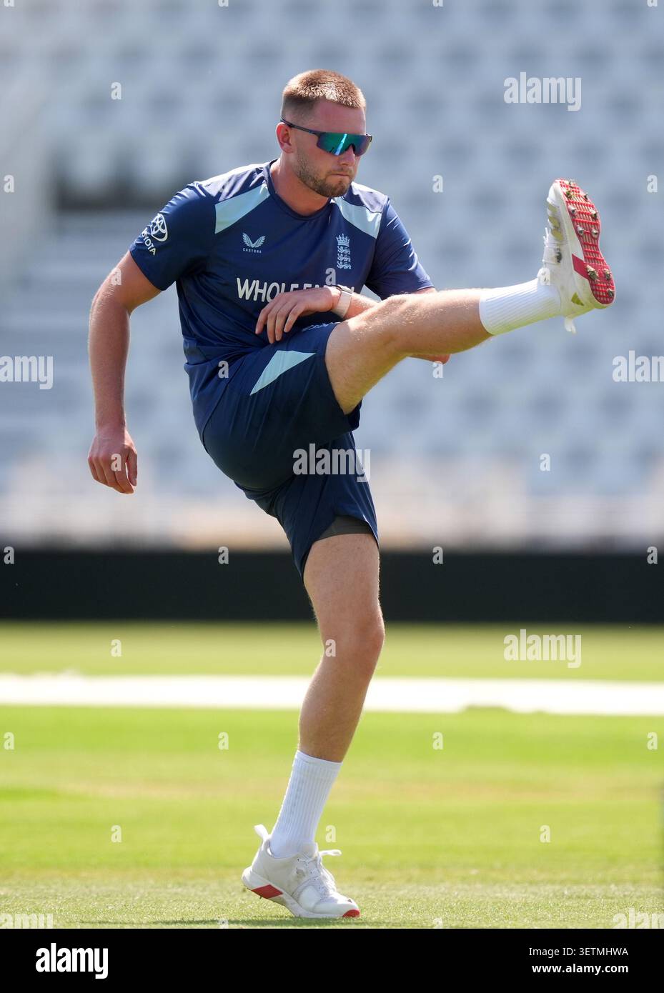 England's Gus Atkinson during a nets session at Trent Bridge ...