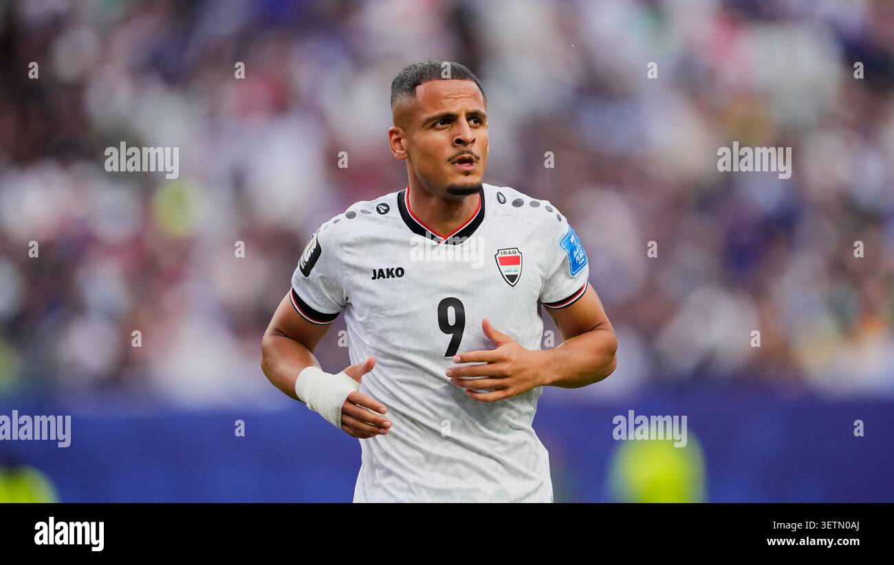 Iraq's Ali Alhamadi (9) in action during the World Cup Group I soccer ...