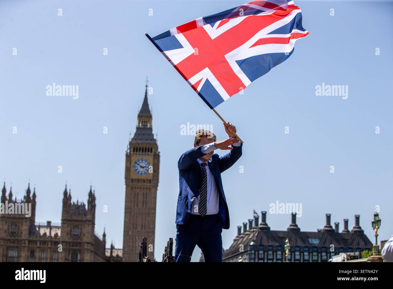 London, UK.23rd 2026 Richard Tice Deputy Leader of Reform UK stands on ...