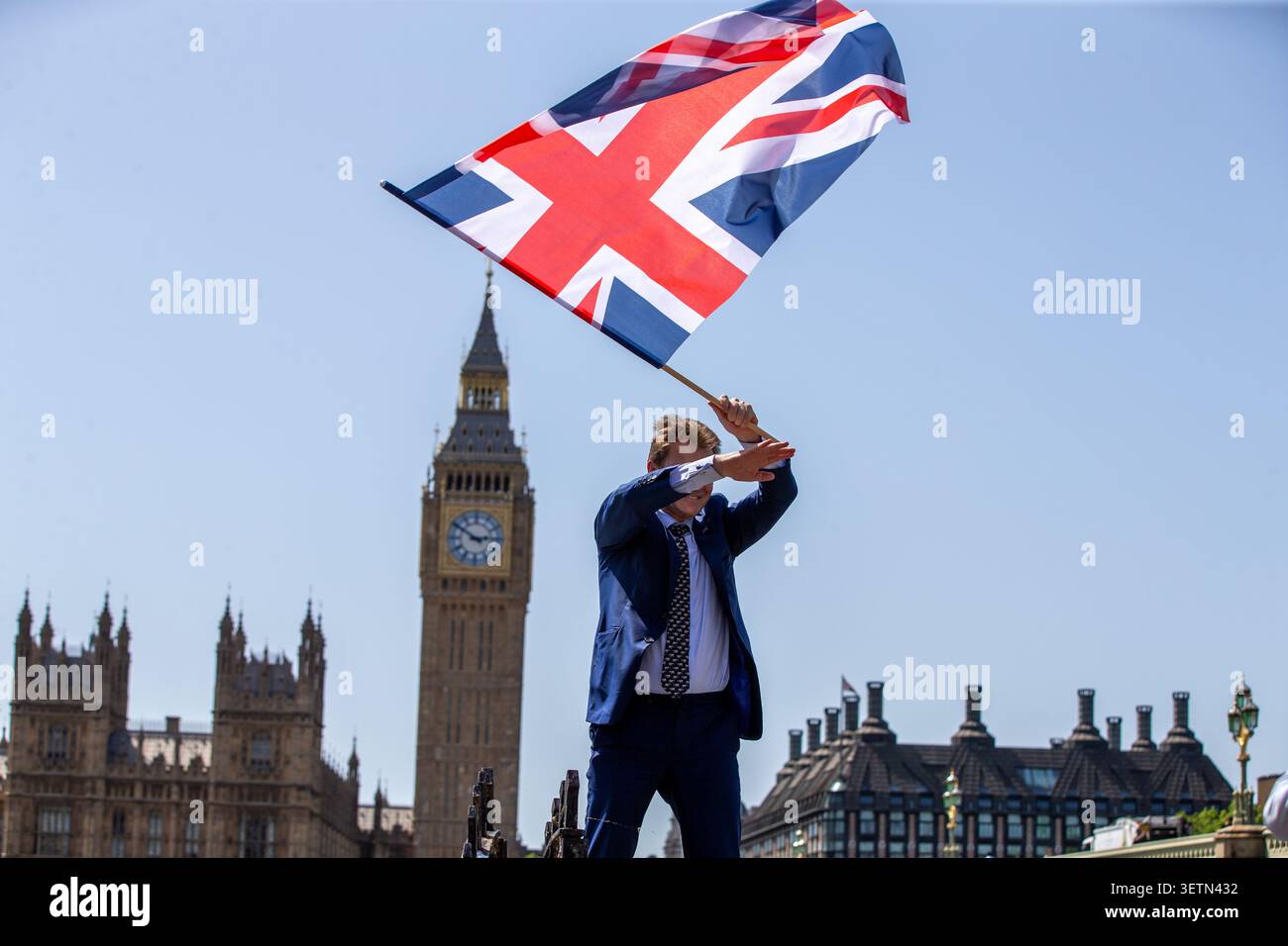 London, UK.23rd 2026 Richard Tice Deputy Leader of Reform UK stands on ...