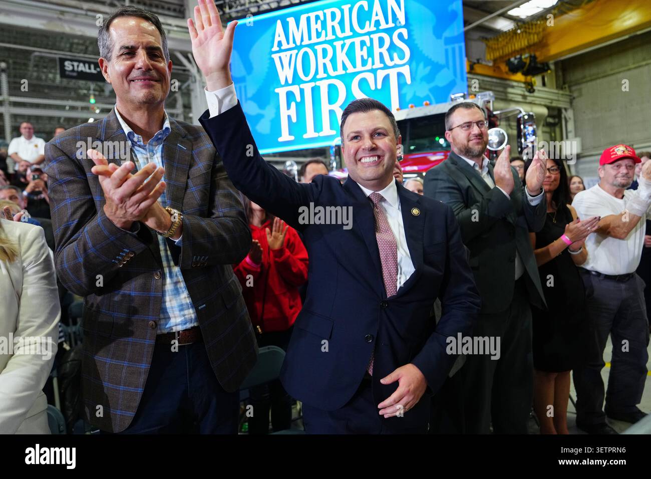 Rep. Ryan Mackenzie, R-Pa., waves as President Donald Trump speaks at a ...