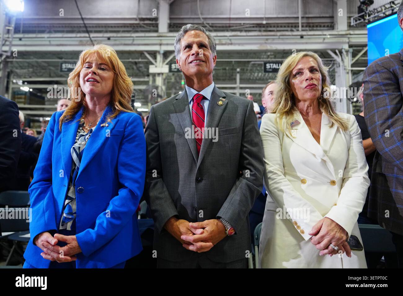Rep. Dan Meuser, R-Pa., center, listens to President Donald Trump speak ...