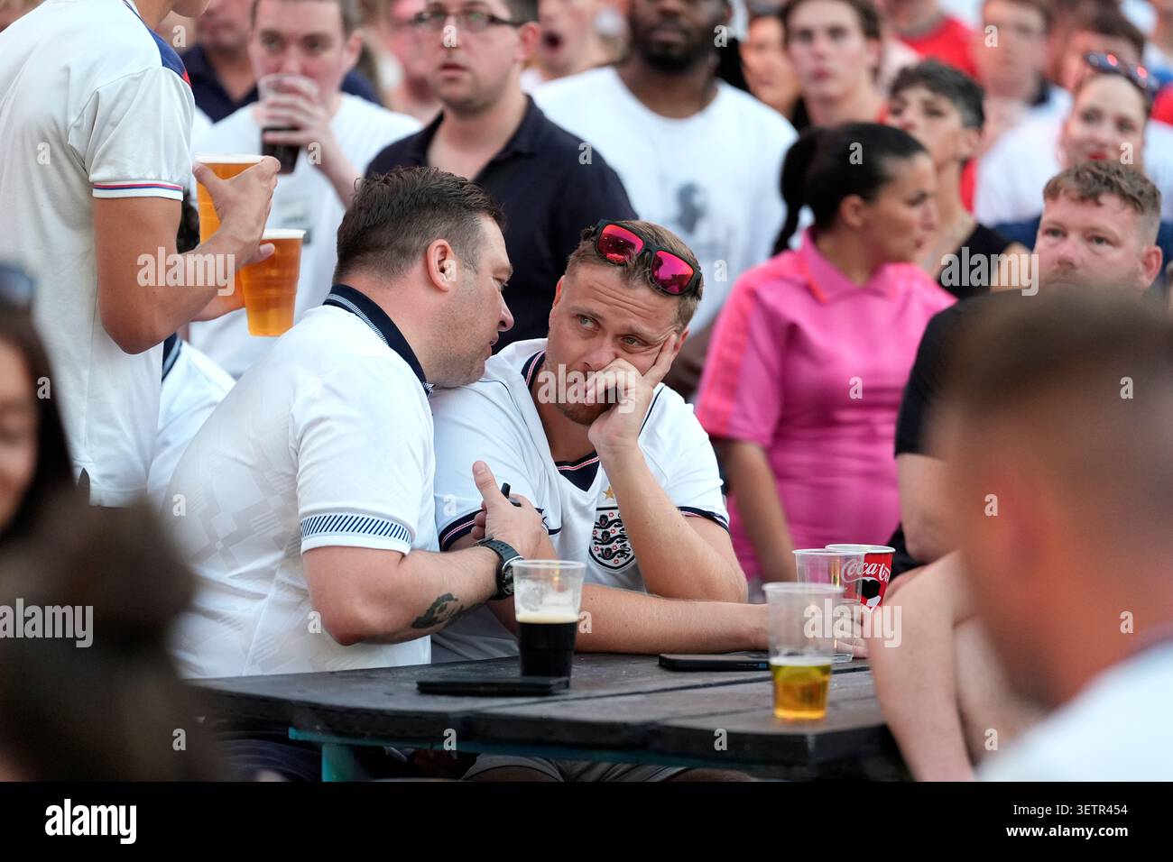 Fans watch a screening of the FIFA World Cup match between England and ...