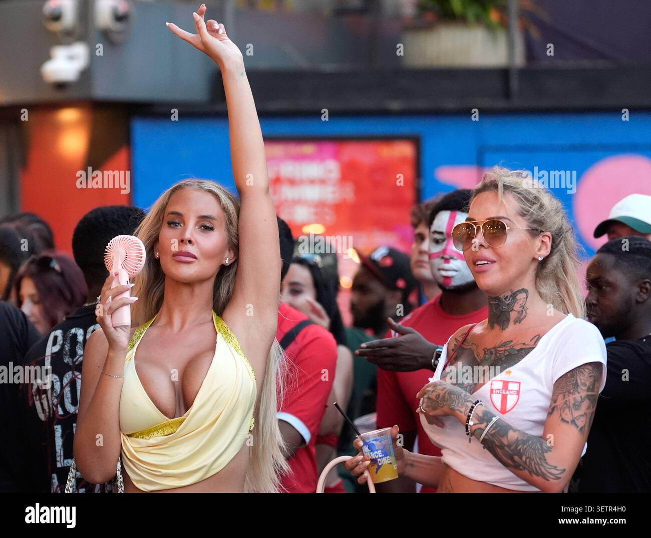 Fans watch a screening of the FIFA World Cup match between England and ...