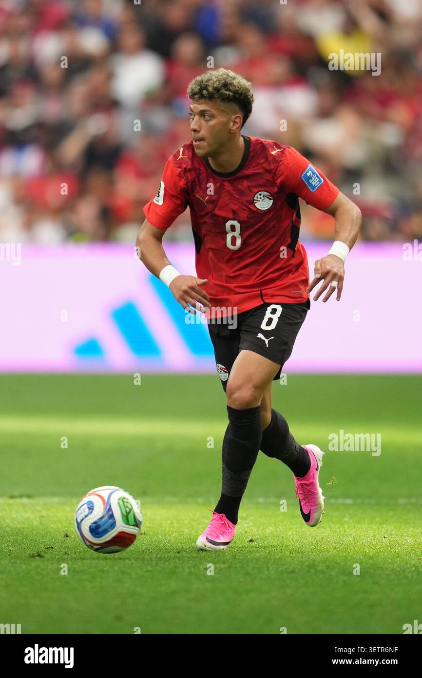 Egypt's Emam Ashour (8) controls the ball during the World Cup Group G ...
