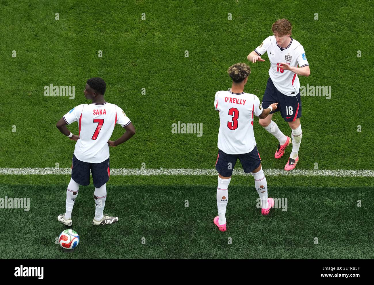 England's Anthony Gordon is substituted off for team-mate Nico O'Reilly ...