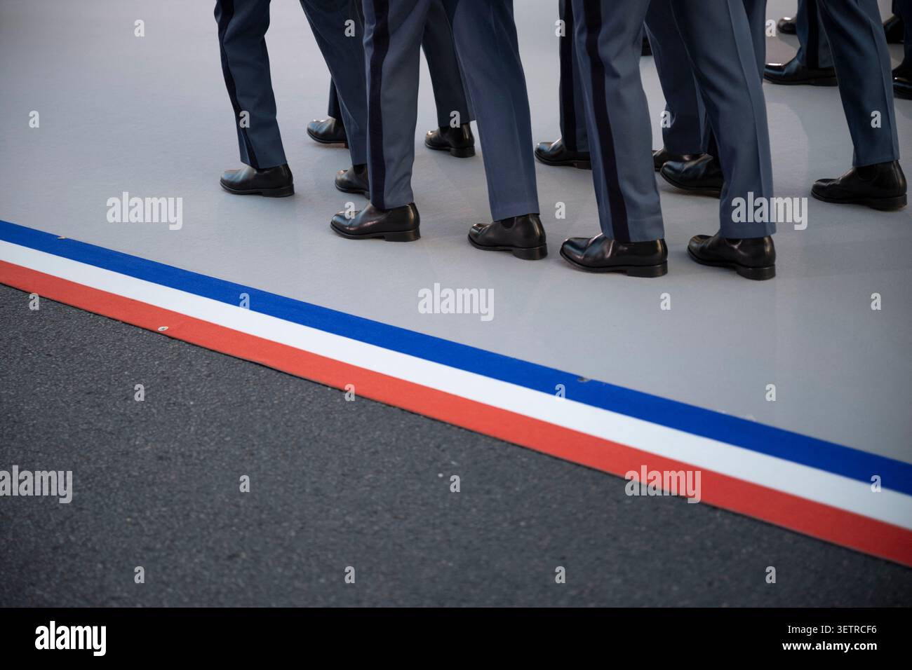 Illustration Soldiers carry the cenotaphs of late Marc and Simonne ...