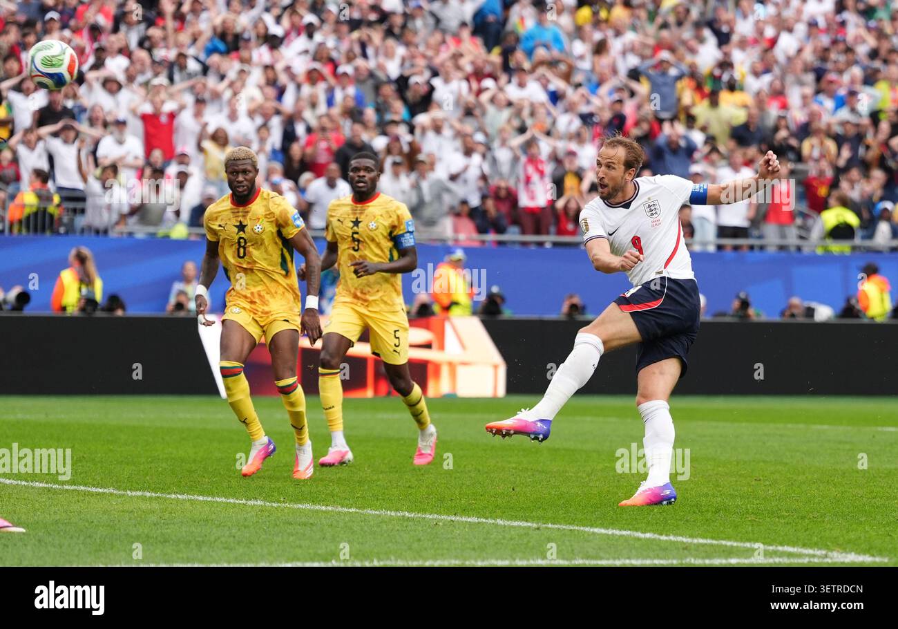 England's Harry Kane hots over the bar during the FIFA World Cup match ...
