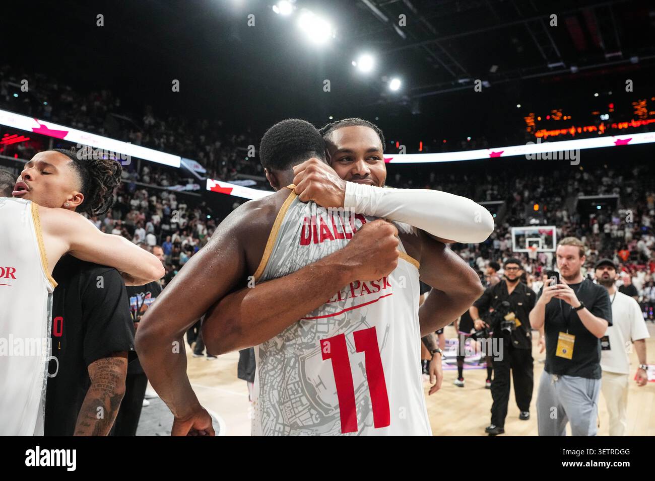 Juhann BEGARIN of Monaco celebrates with Alpha DIALLO of Monaco during ...