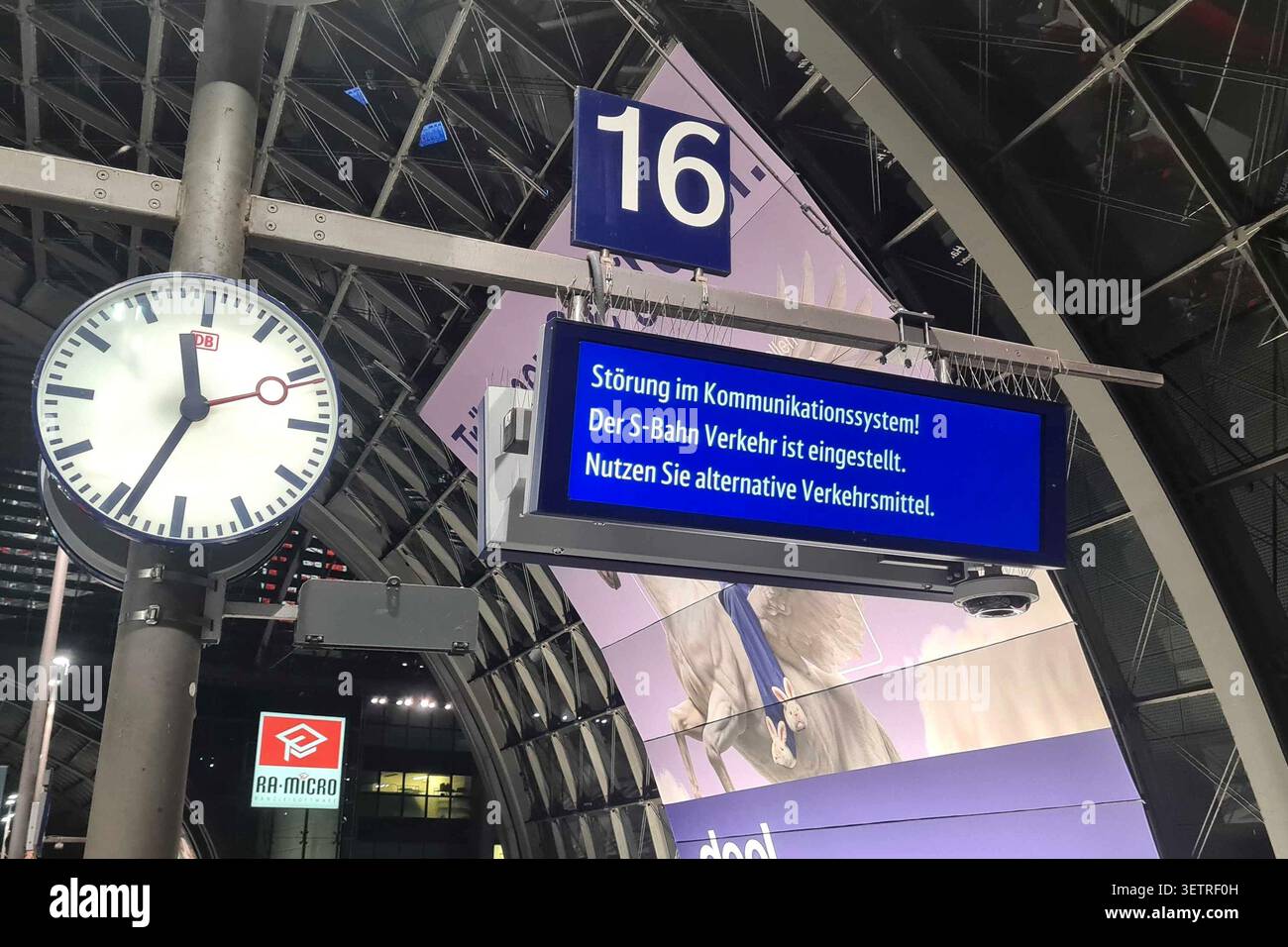 23 June 2026, Berlin: A display board on the S-Bahn platform at Berlin ...