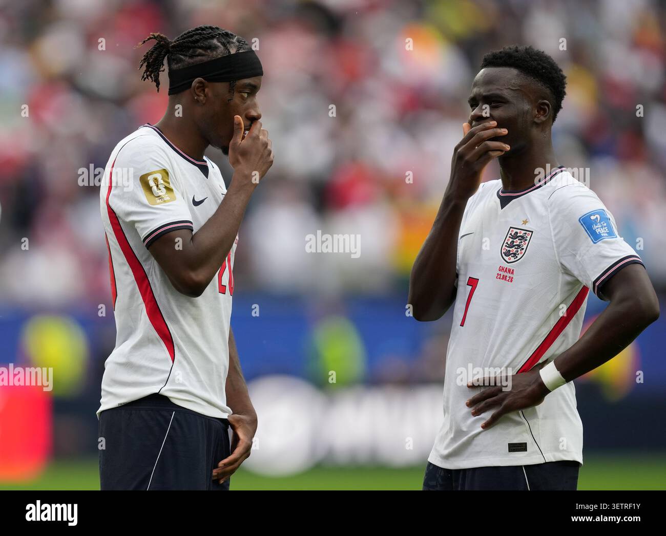 England's Noni Madueke and Bukayo Saka during the FIFA World Cup match ...