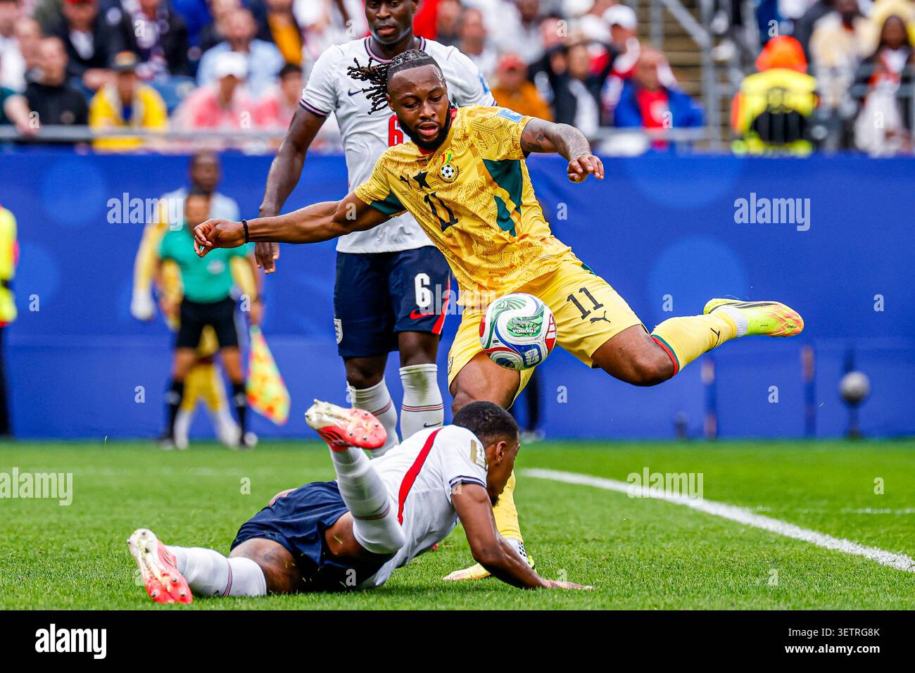 Antoine Semenyo of Ghana shoots on goal during the FIFA World Cup 2026 ...