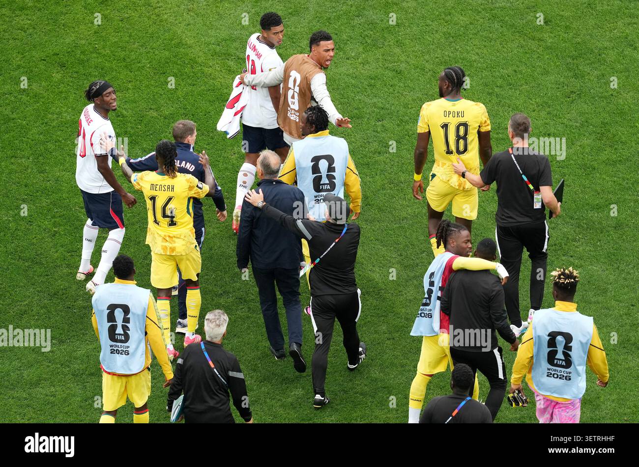 Tempers flare between England's Noni Madueke (left) and Ghana head ...