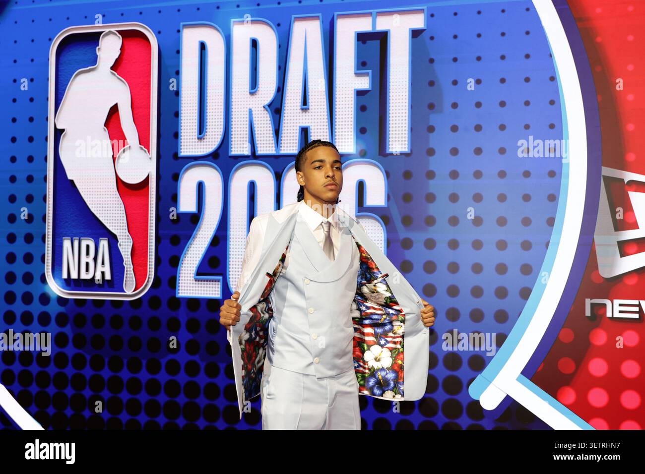 Mikel Brown Jr. arrives for the first round of the NBA basketball draft ...