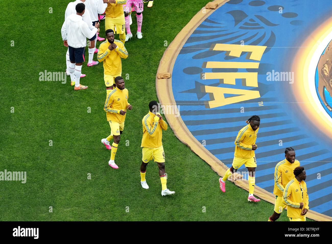 Ghana's Thomas Partey (centre left) and team-mates ahead of the FIFA ...