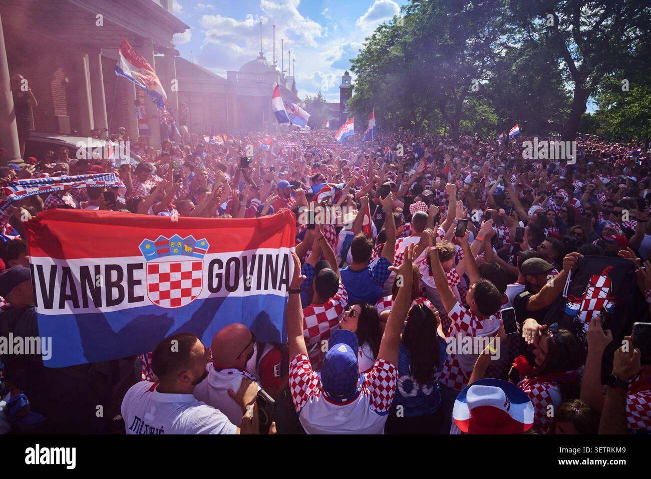 Croatia fans march towards Toronto Stadium before a FIFA World Cup ...