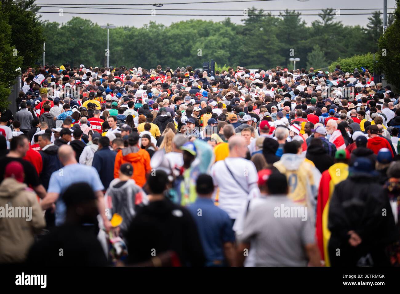 Fans leave the Boston Stadium near Foxborough after England’s FIFA ...