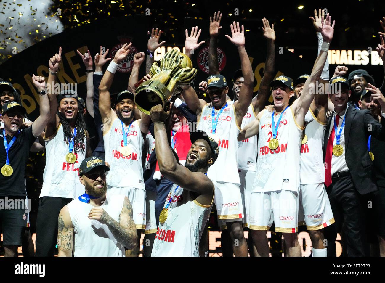 Team of Monaco celebrates during the Betclic Elite, Final - match 5 ...