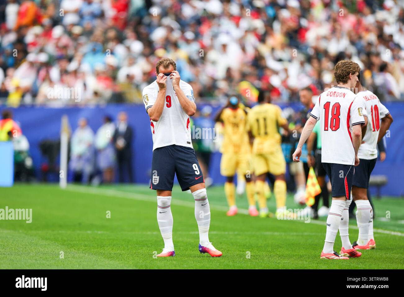 England forward Harry Kane (9) frustrated head in hands during the ...