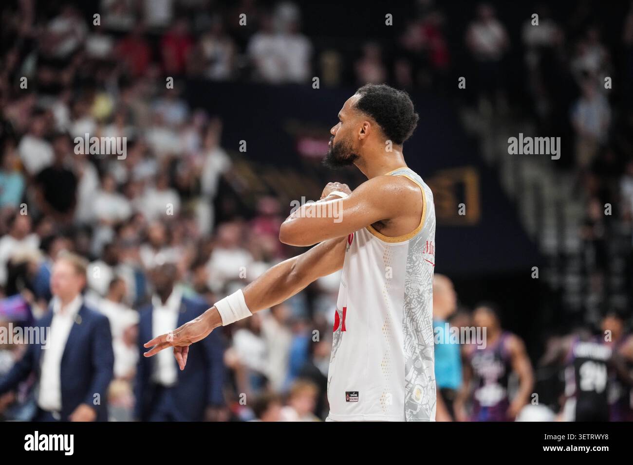 Elie OKOBO of Monaco celebrates during the Betclic Elite, Final - match ...