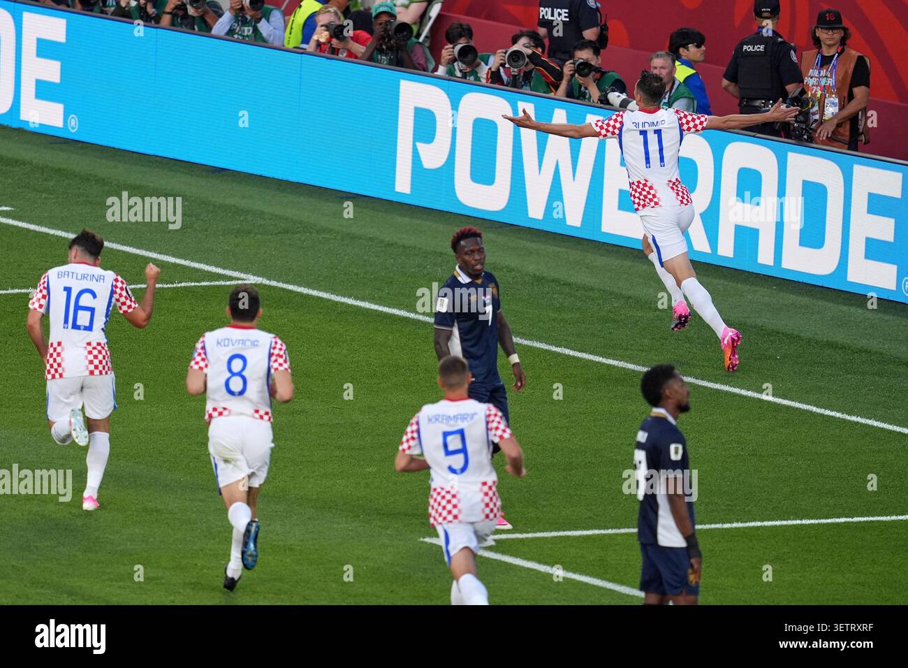 Croatia's Ante Budimir (11) celebrates after scoring the first goal of ...