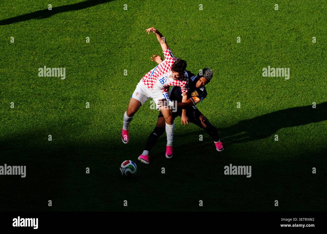 Croatia's Martin Baturina (16) and Panama's Yoel Barcenas (11) vie for ...