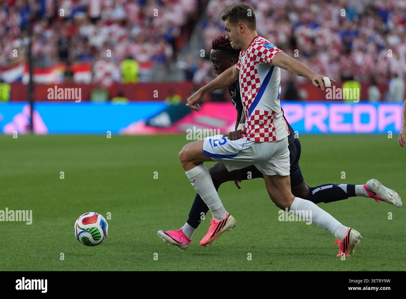 Croatia's Josip Stanisic (2) and Panama's Jose Luis Rodriguez (7) vie ...