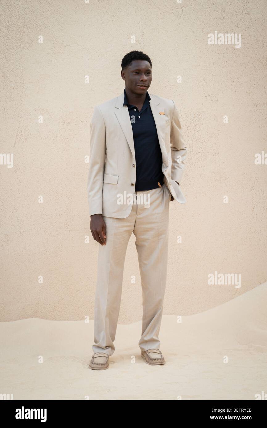 Moise Kouame attends the Louis Vuitton show during Paris Fashion Week ...