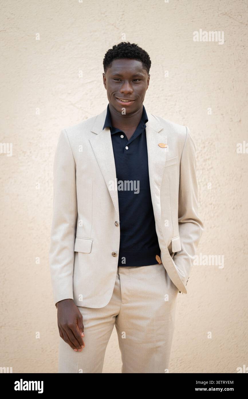 Moise Kouame attends the Louis Vuitton show during Paris Fashion Week ...