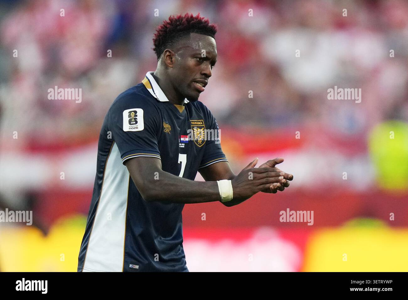 Panama's Jose Luis Rodriguez (7) gestures during the World Cup Group L ...
