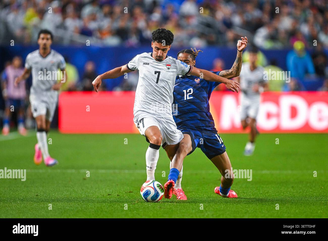 Iraq’s Youssef AMYN and France's Bradley BARCOLA during the FIFA World ...