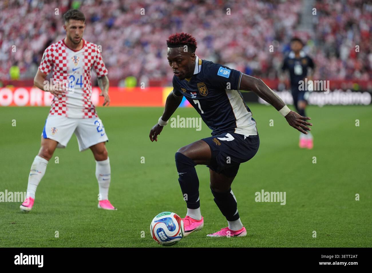 Panama's Jose Luis Rodriguez (7) dribbles he ball during the World Cup ...