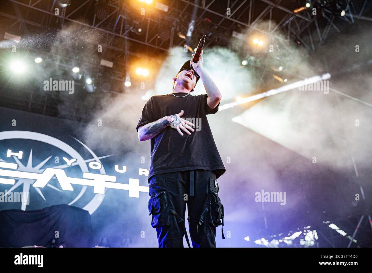 Josh Mowery frontman of Catch Your Breath performs live on stage at the ...