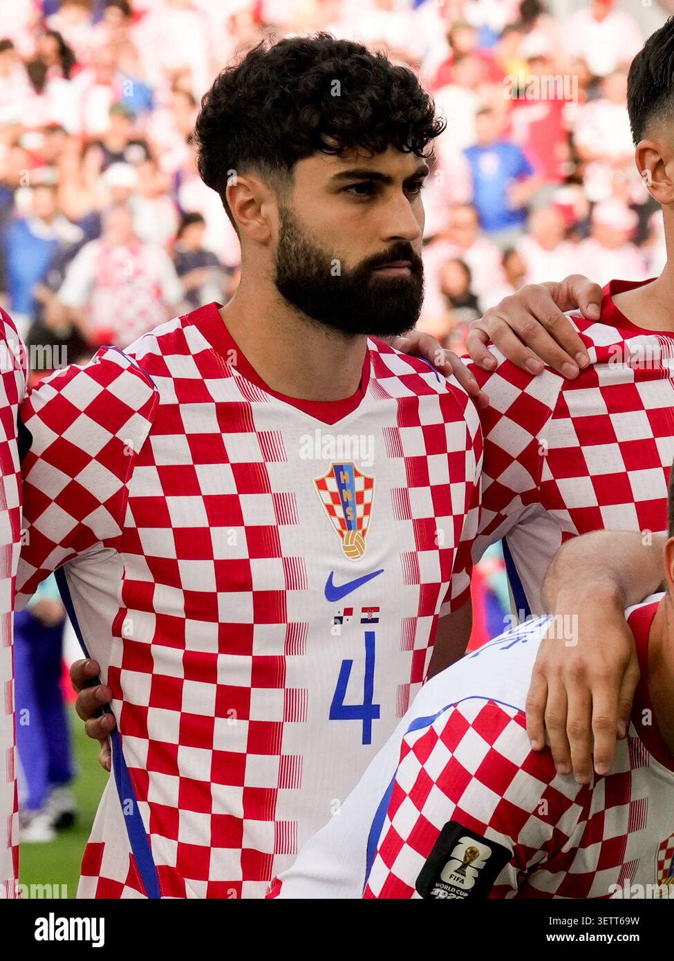 Croatia defender Joško Gvardiol (4) prior to a FIFA World Cup group ...
