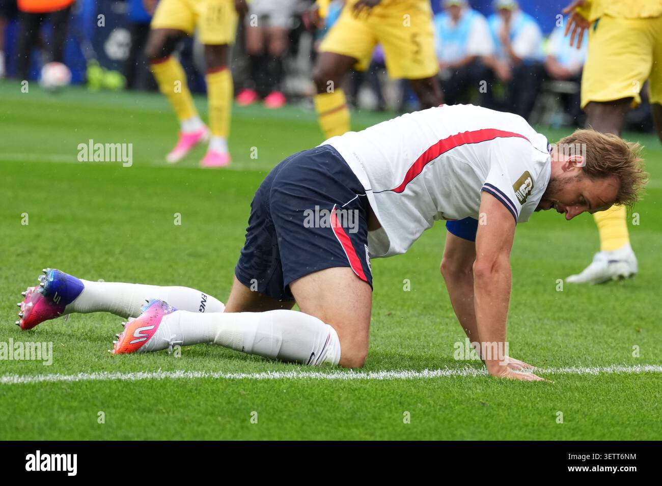 England's Harry Kane (9) is grounded during the World Cup Group L ...