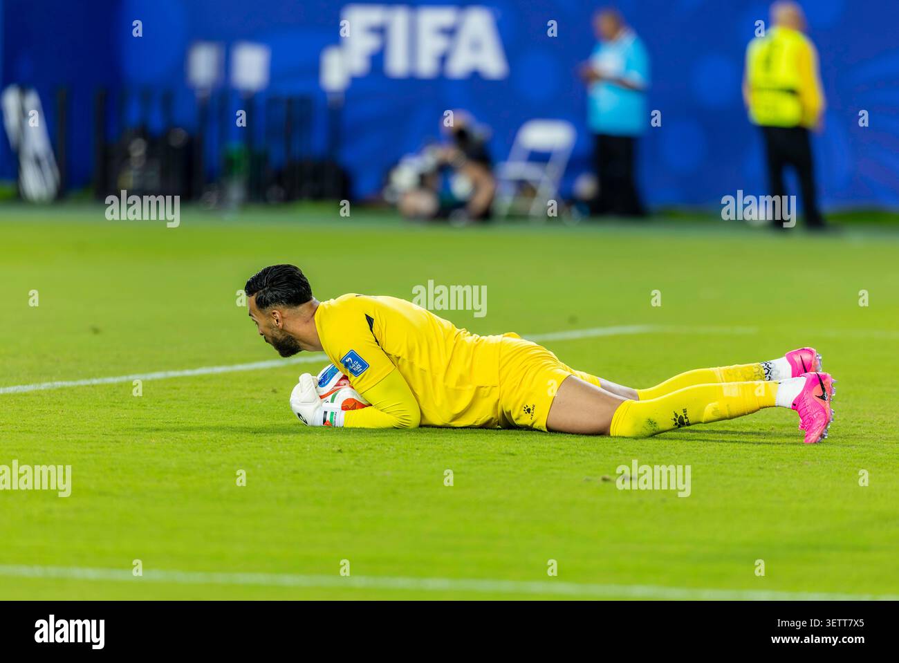 June 22 2026 Jordan goalkeeper Yazeed Abulaila (1)saves a goal during ...