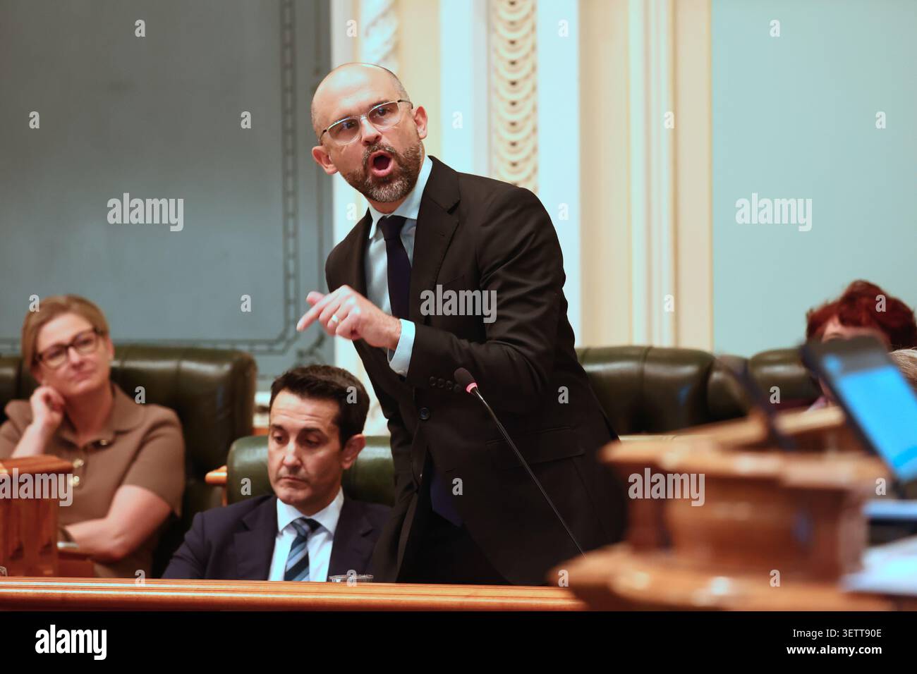 Queensland Treasurer David Janetzki during Question time at Parliament ...