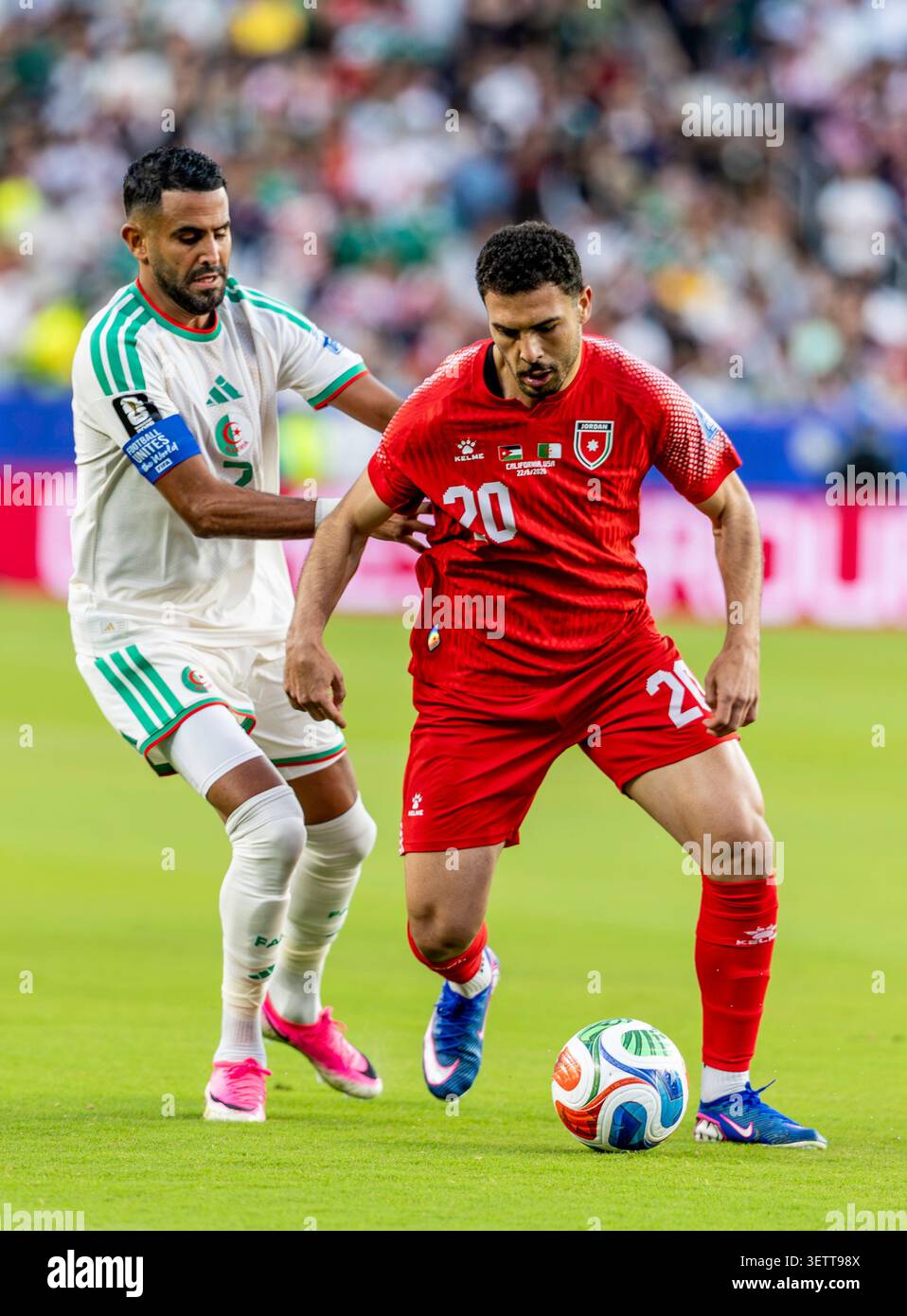 June 22 2026 Jordan forward Mohannad Abu Taha (20)fights off Algeria ...