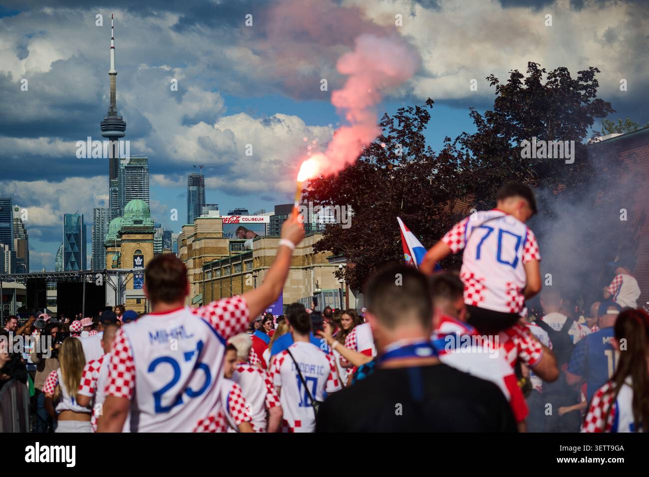 Croatia fans march towards Toronto Stadium before a FIFA World Cup ...