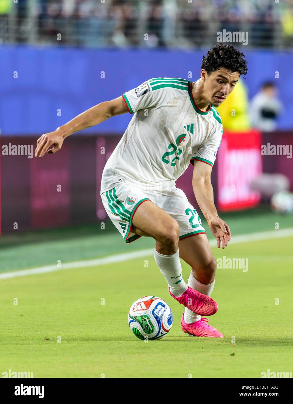 June 22 2026 Algeria midfielder Ibrahim Maza (22)controls the ball ...