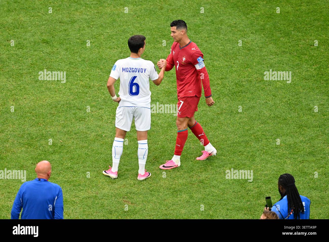 (L-R) Akmal Mozgovoy (UZB), Cristiano Ronaldo (POR), JUNE 23, 2026 ...