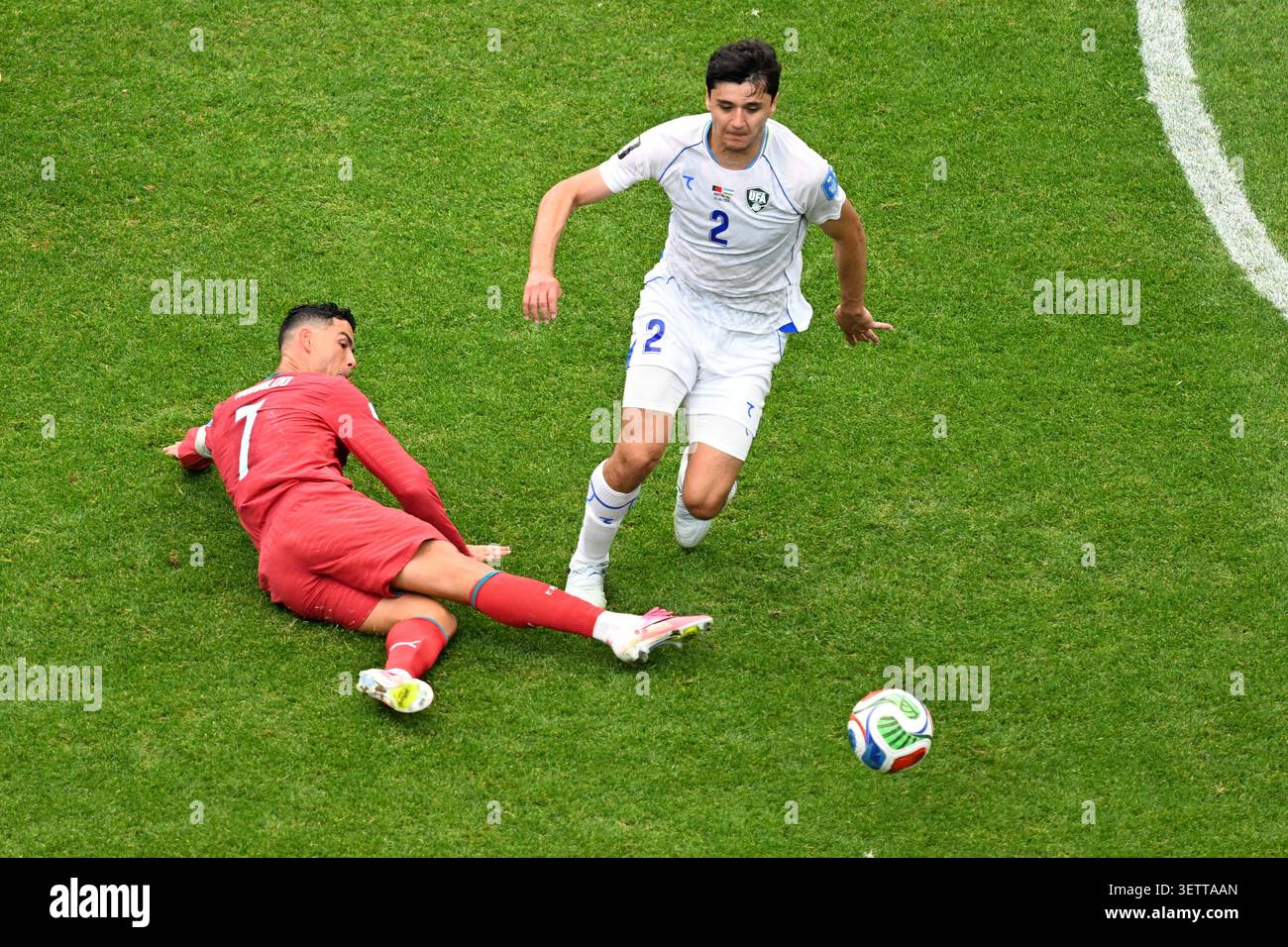(L-R) Cristiano Ronaldo (POR), Abdukodir Khusanov (UZB), JUNE 23, 2026 ...