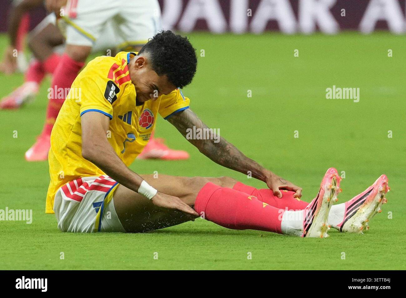 Colombia's Luis Diaz (7) reacts after a disallowed goal during the ...
