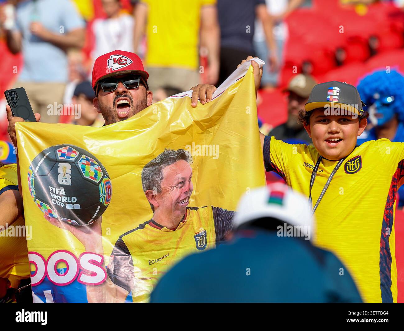 June 20, 2026: Ecuador fans hold up team merchandise to celebrate their ...