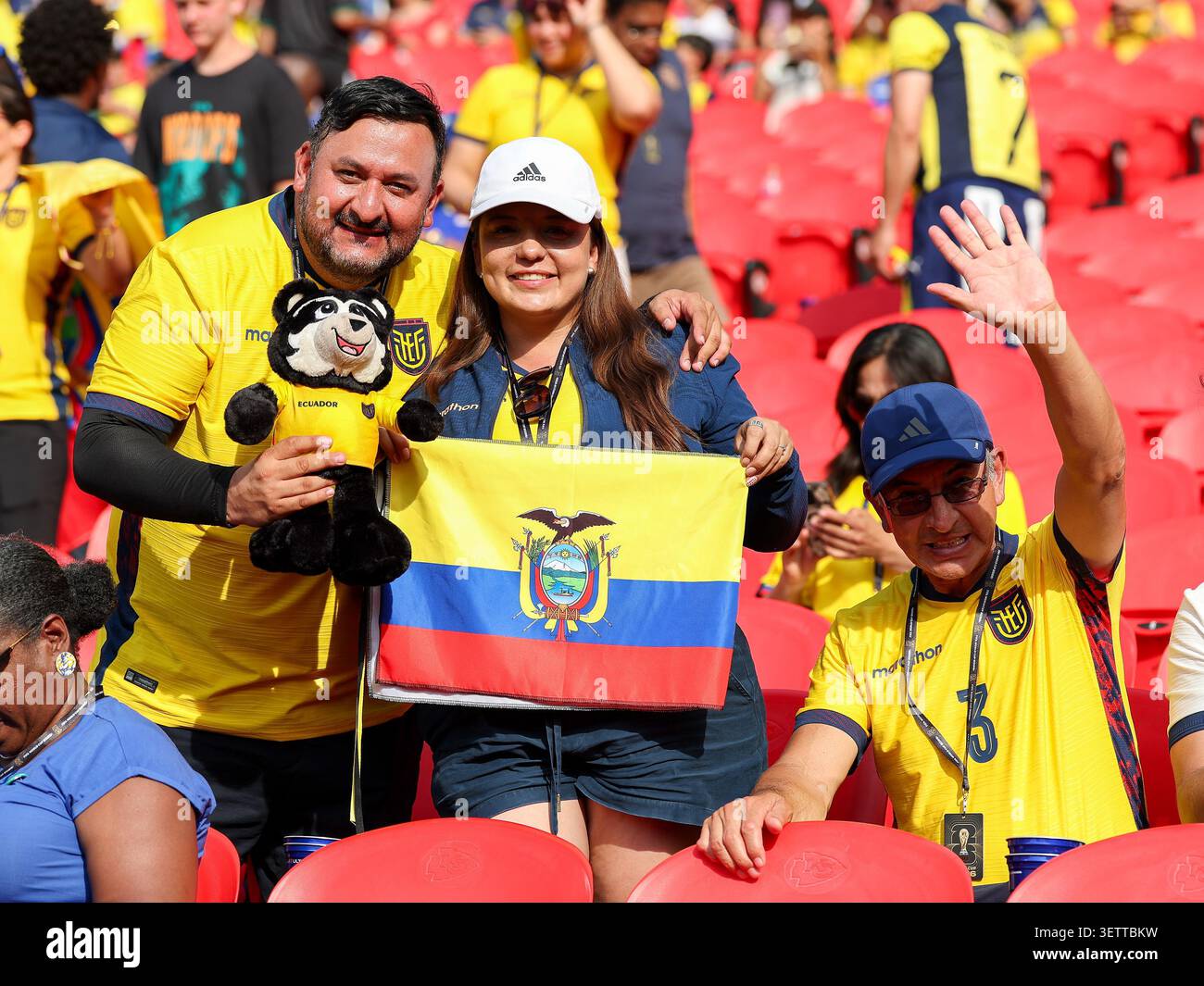 June 20, 2026: Ecuador fans pose with a flag prior to the World Cup ...