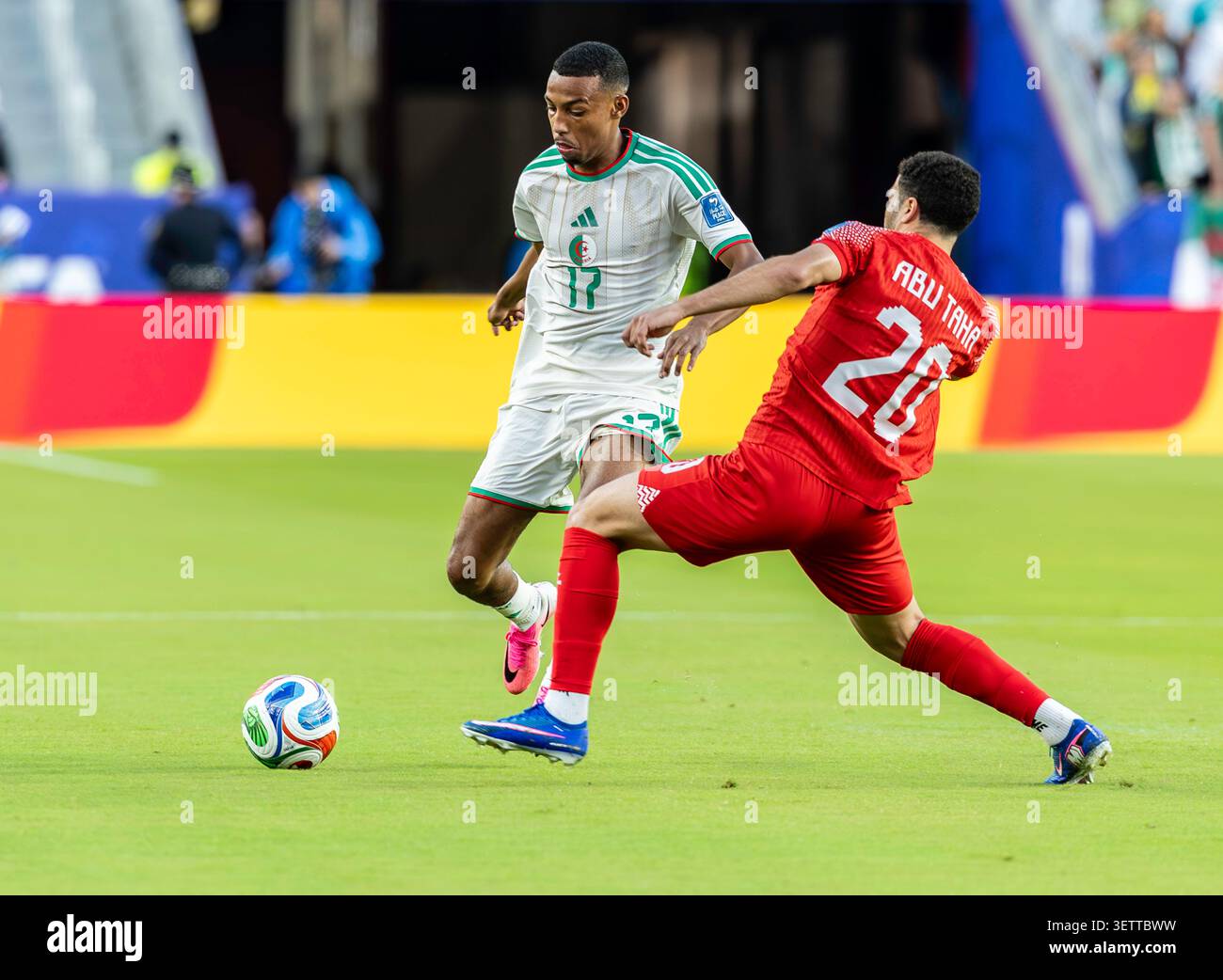 June 22 2026 Algeria defender Rafik Belghali (17)kicks the ball pass ...