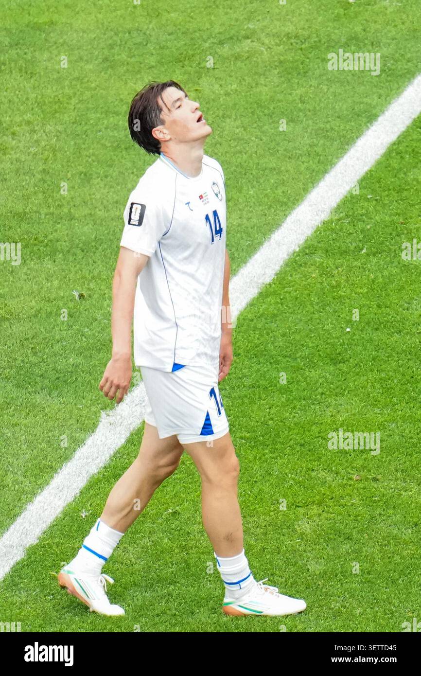 Eldor Shomurodov of Uzbekistan looks dejected during a FIFA Men’s World ...